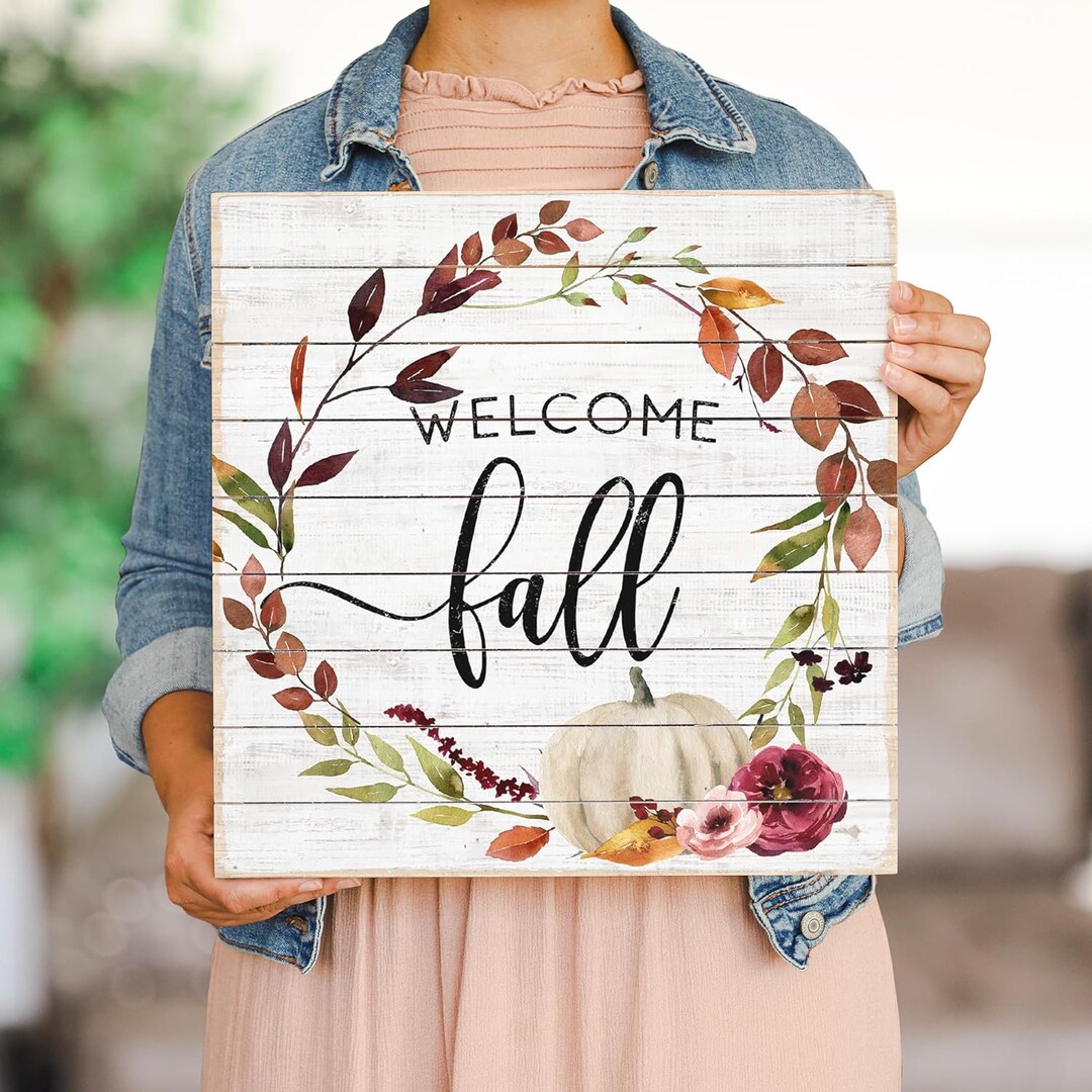 Welcome Fall Wooden Sign Fall Sign Fall Wreath Rustic Wood Sign Hello ...