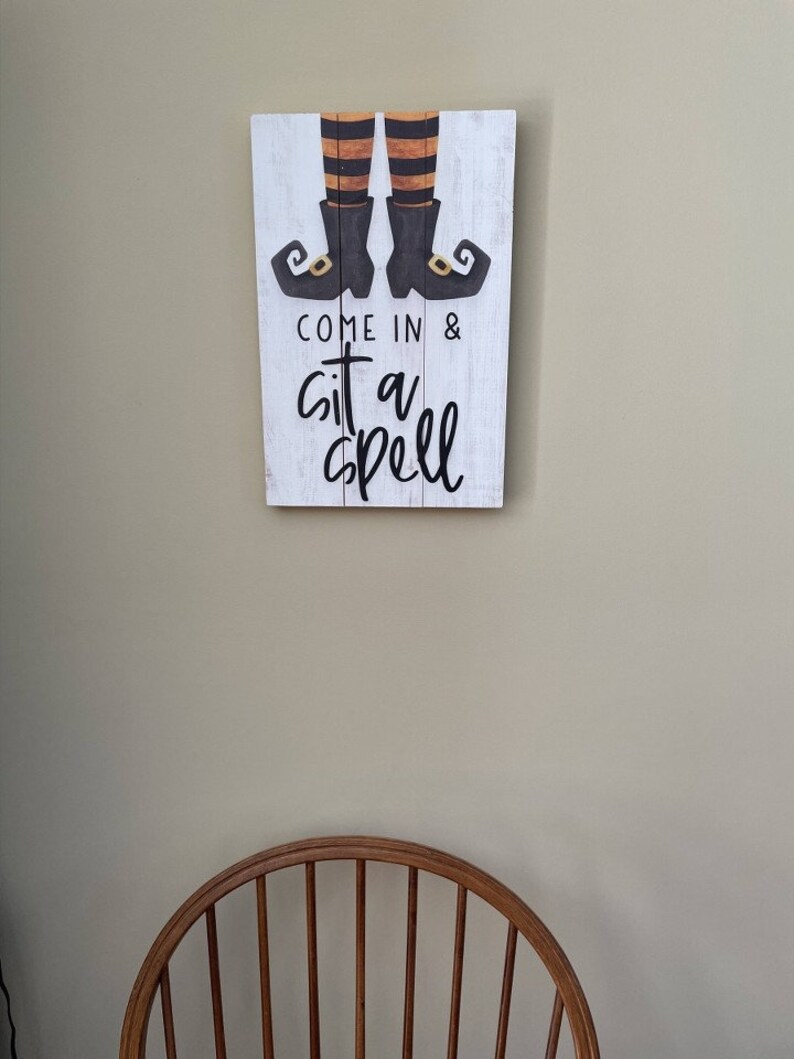 Come in Sit a Spell Halloween Witch Rustic Wood Sign - Etsy