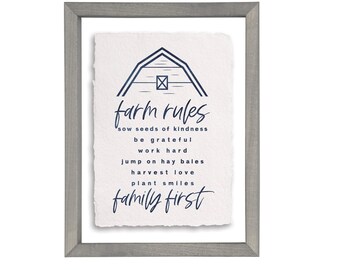 Farm Rules Sign Floating Wood Frame Gray Stain Frame - Etsy