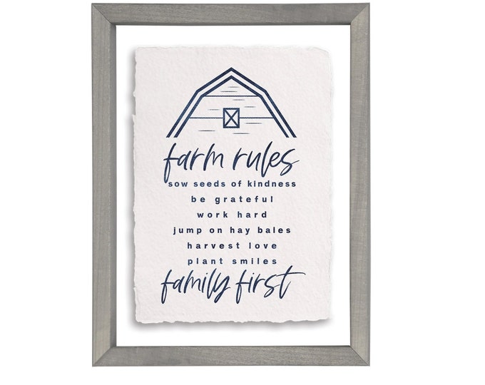 Farm Rules Sign Floating Wood Frame Gray Stain Frame - Etsy