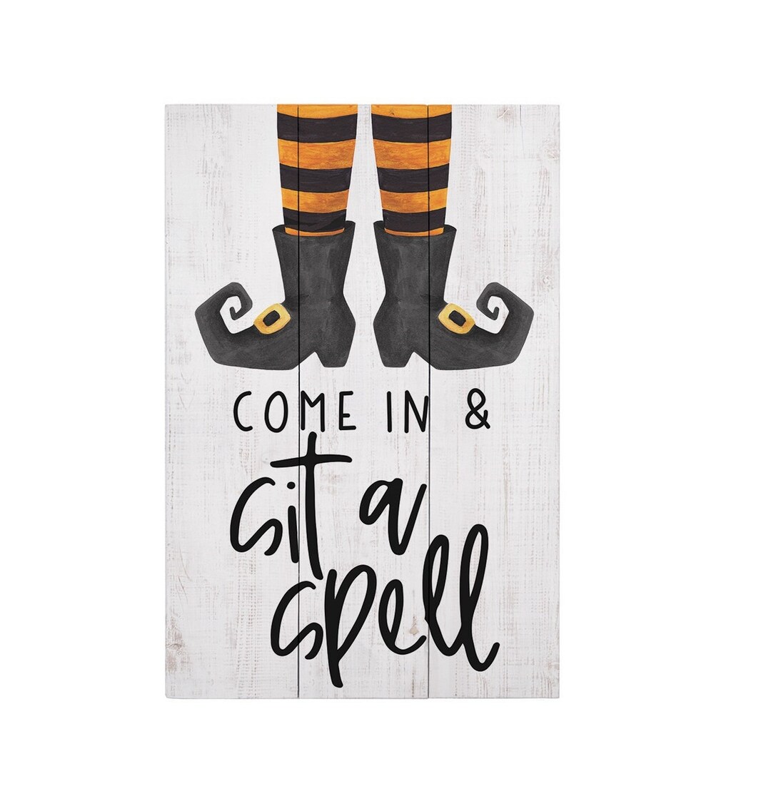 Come in Sit a Spell Halloween Witch Rustic Farmhouse Wood - Etsy
