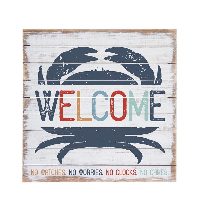 Cute Welcome Sign Blue Crab Rustic Wood Sign Beach House - Etsy