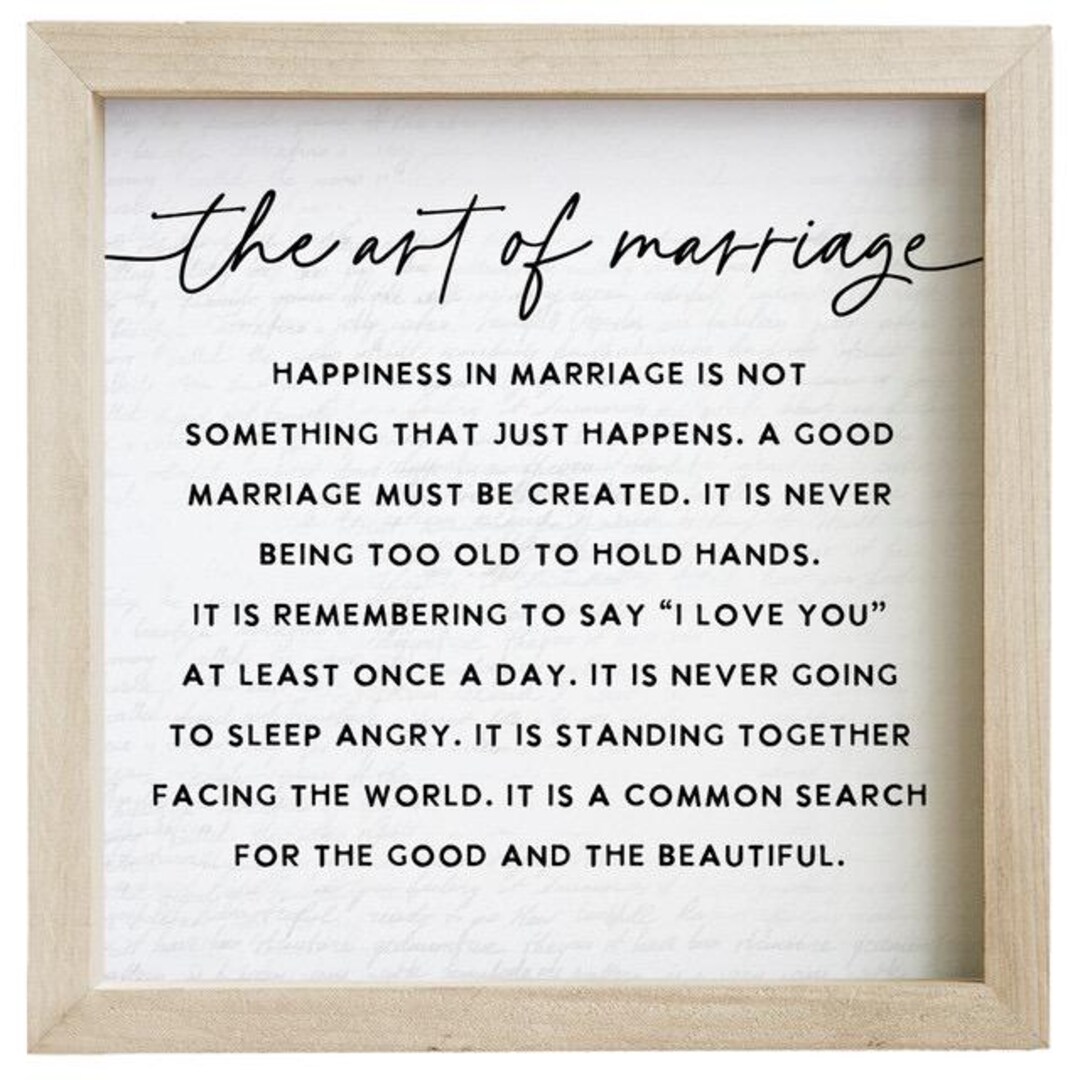 The Art of Marriage Marriage Definiton Print Wood Frame Sign Two Sizes ...