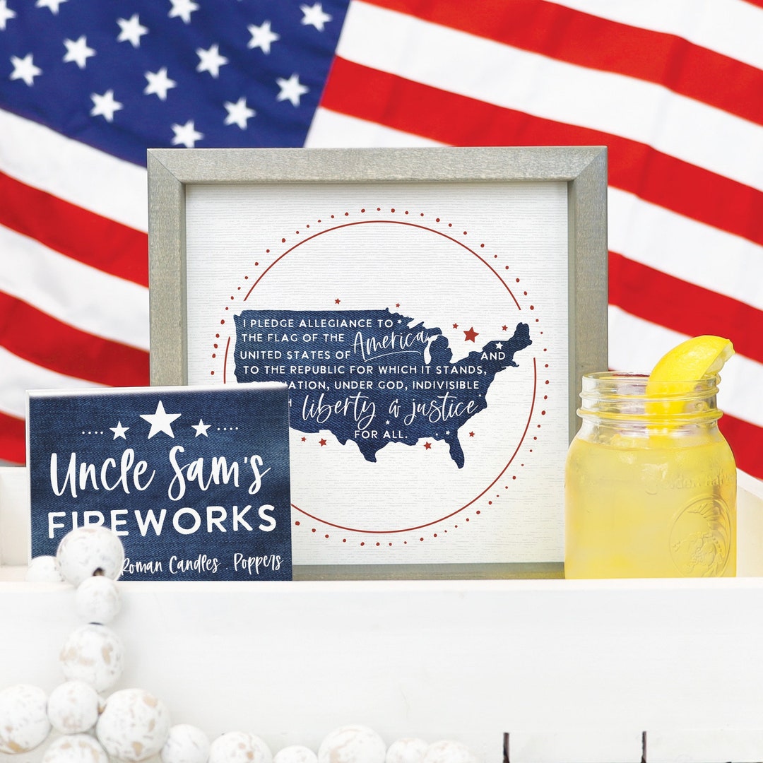 Pledge of Allegiance Sign Wood Sign With Frame TWO Sizes USA Wall Art ...