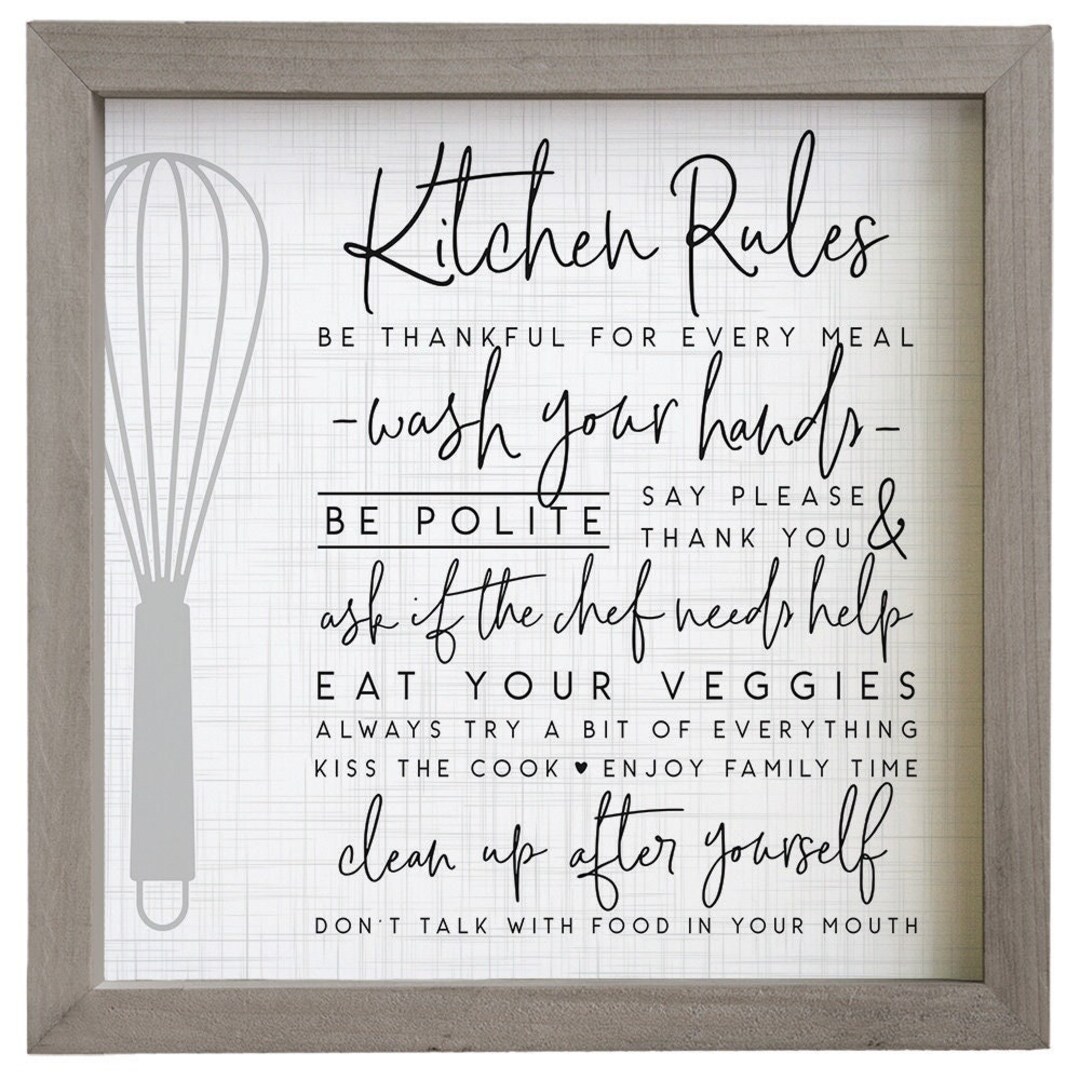 Kitchen Rules Sign Kitchen Sign Two Sizes Kitchen Wall - Etsy