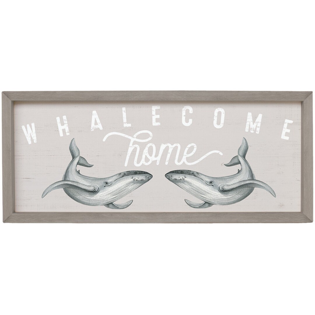 Whalecome Home Whales Sign Framed Wood Sign Whale Print - Etsy