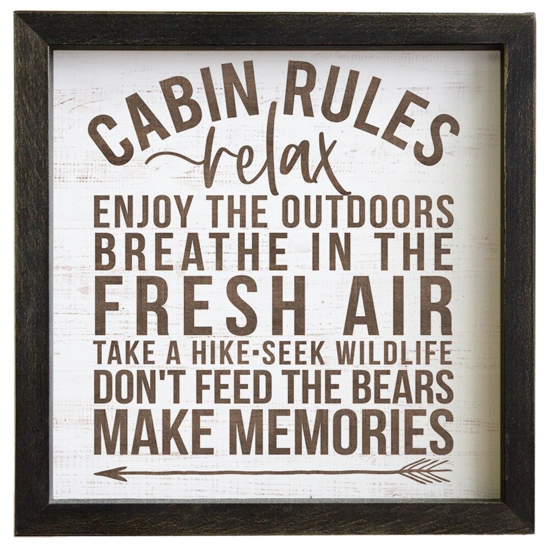 Cabin Rules Wooden Sign TWO Sizes Rustic Wood Frame Sign Take a Hike ...