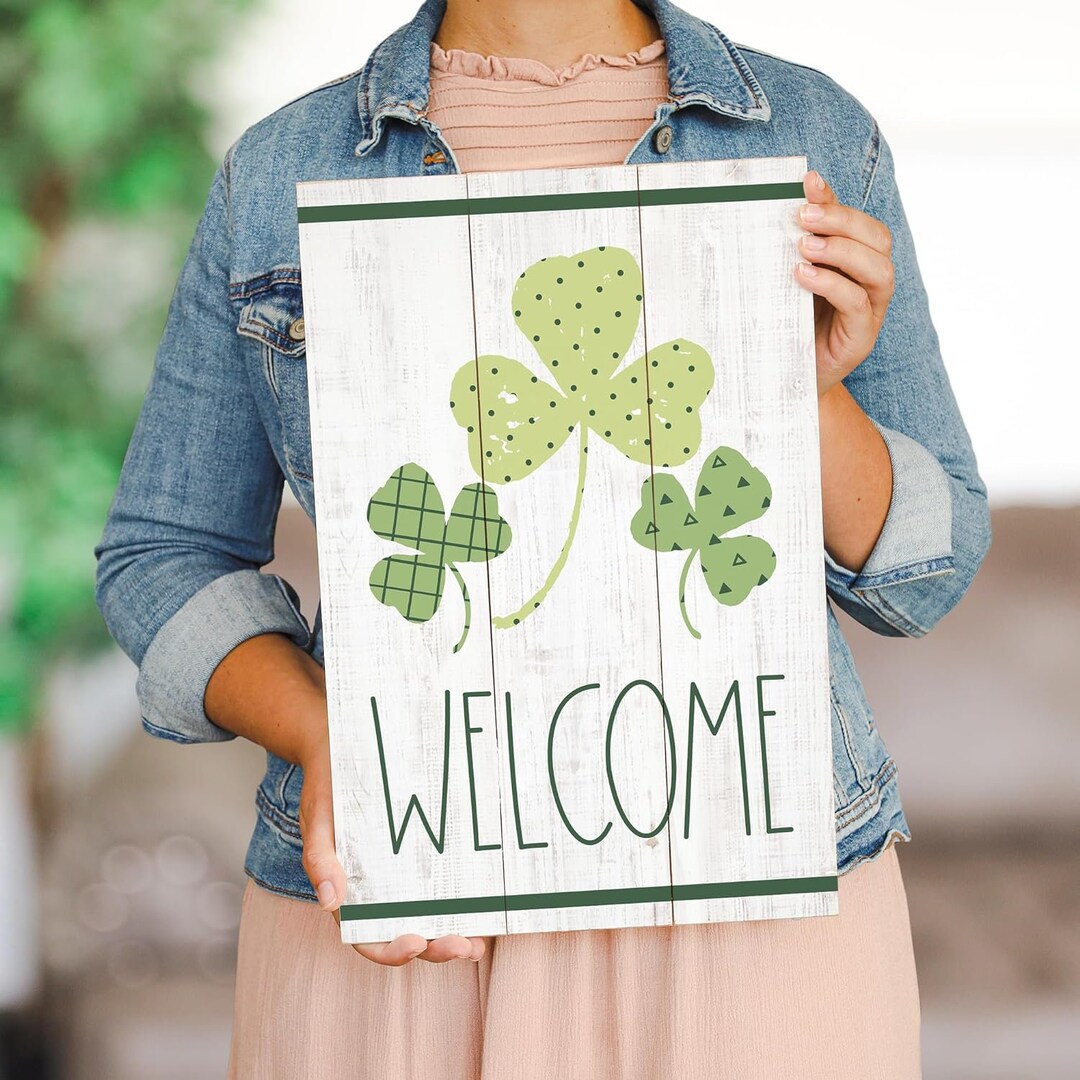 Irish Welcome Sign St Patrick's Day Wood Welcome Sign With Clovers ...