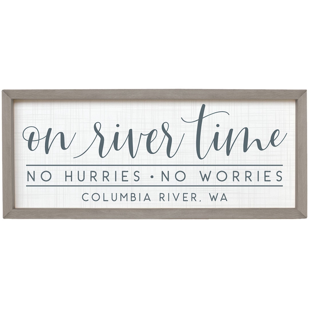 On River Time Sign Wood Frame Sign Framed River Sign Personalized River ...
