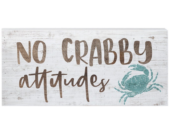 No Crabby Attitudes Small Wood Sign Beach Home Decor Beach House Wall ...