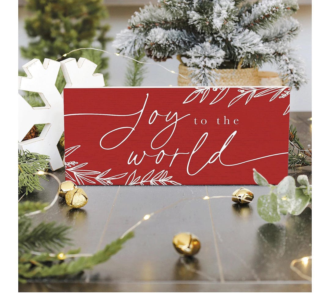 Joy to the World Solid Wood Wall Sign Red and White Traditional Classic ...