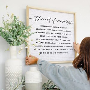 The Art of Marriage Marriage Definiton Print Wood Frame Sign Two Sizes ...