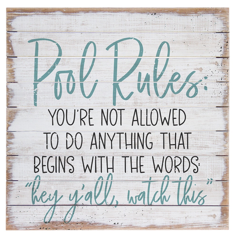 Pool Rules Pool Sign Funny Pool Sign Summer Decor - Etsy