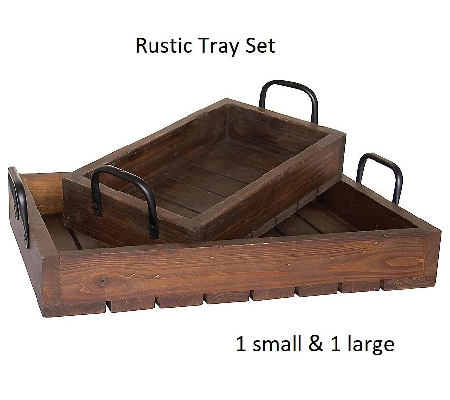 Rustic Wood Tray SET With Handles Farmhouse Decor | Etsy