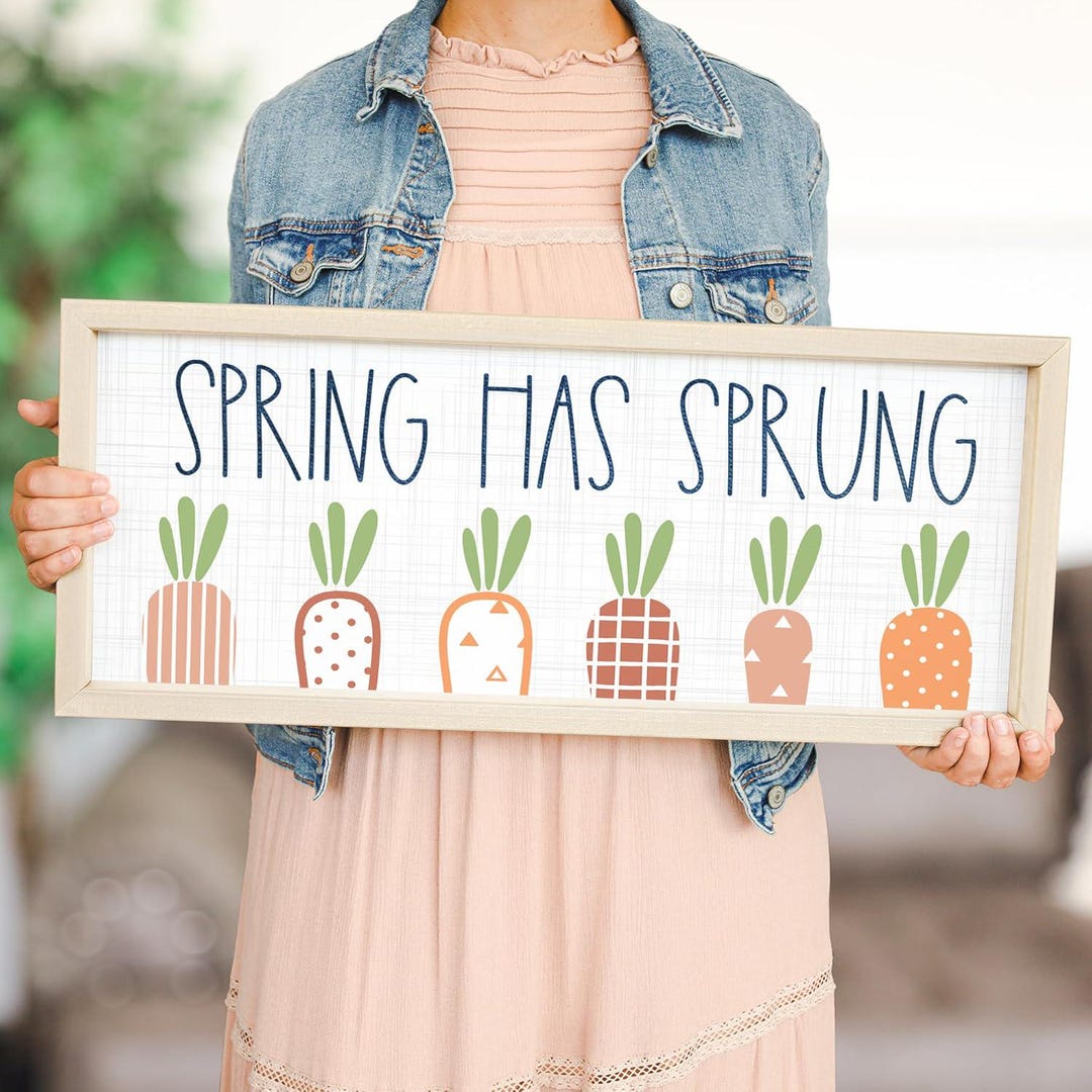 Spring Has Sprung Wood Framed Sign Spring Home Decor Carrots Carrot ...
