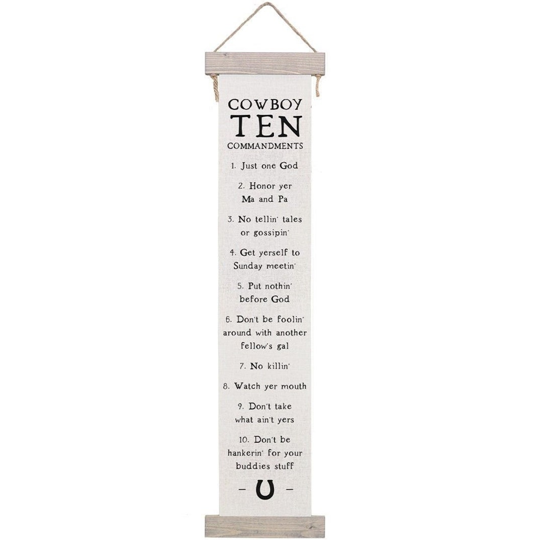 Cowboy Ten 10 Commandments - Large Canvas and Wood Sign - Boho Western ...