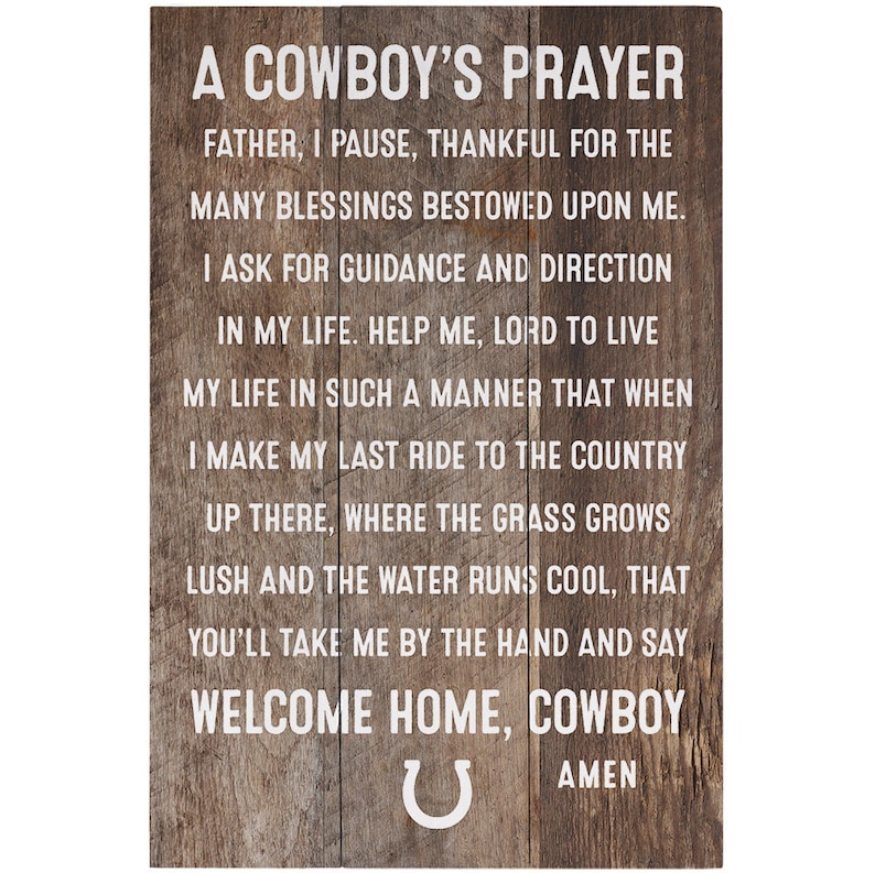 A Cowboy's Prayer Rustic Wood Sign Cowboy Art Rodeo - Etsy