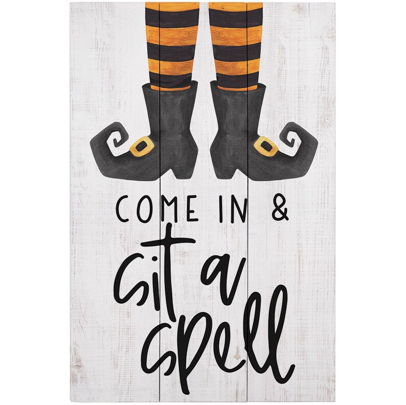 Come in Sit a Spell Halloween Witch Rustic Wood Sign - Etsy