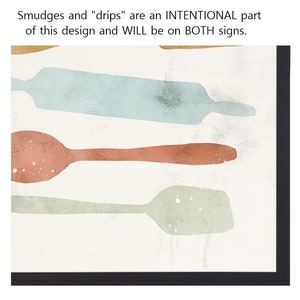 Set of Large Kitchen Print Kitchen Stacked Bowls and Utensil Signs Two ...