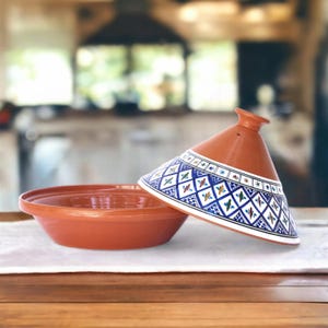 Tagine Pot - Handmade, Non-stick, Lead-free Cookware, Classic Line Blue ...