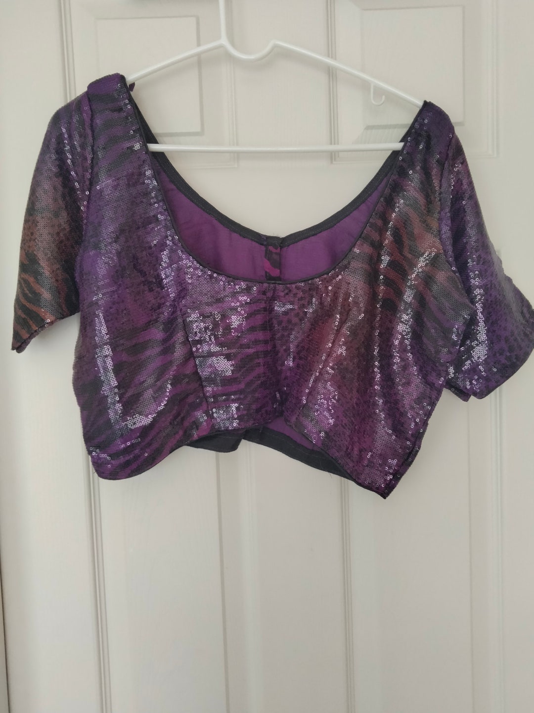 Purple Sequenced Blouse & Chiffon Saree - Etsy