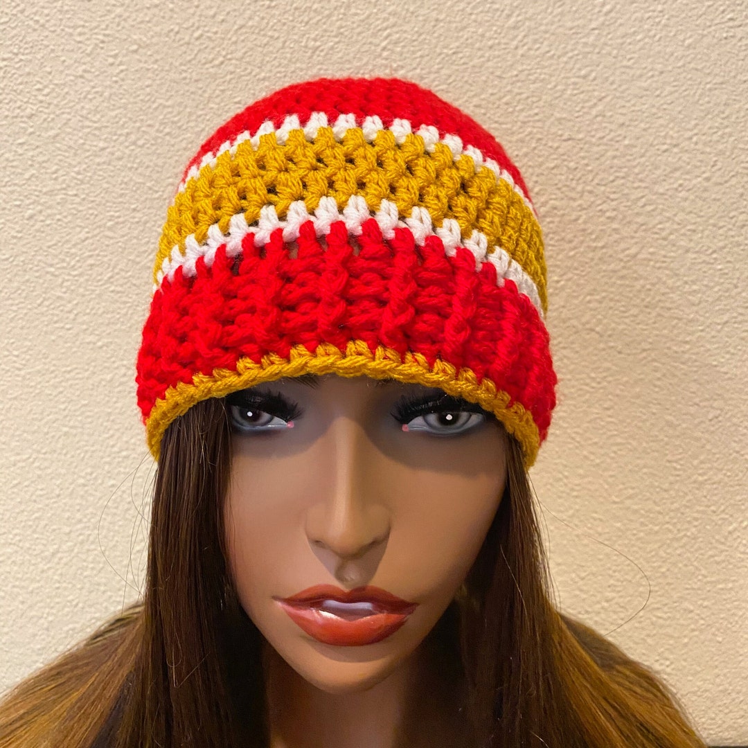 Crochet Kansas City Chiefs Team Spirit Beanie | Crochet NFL Team Spirit ...