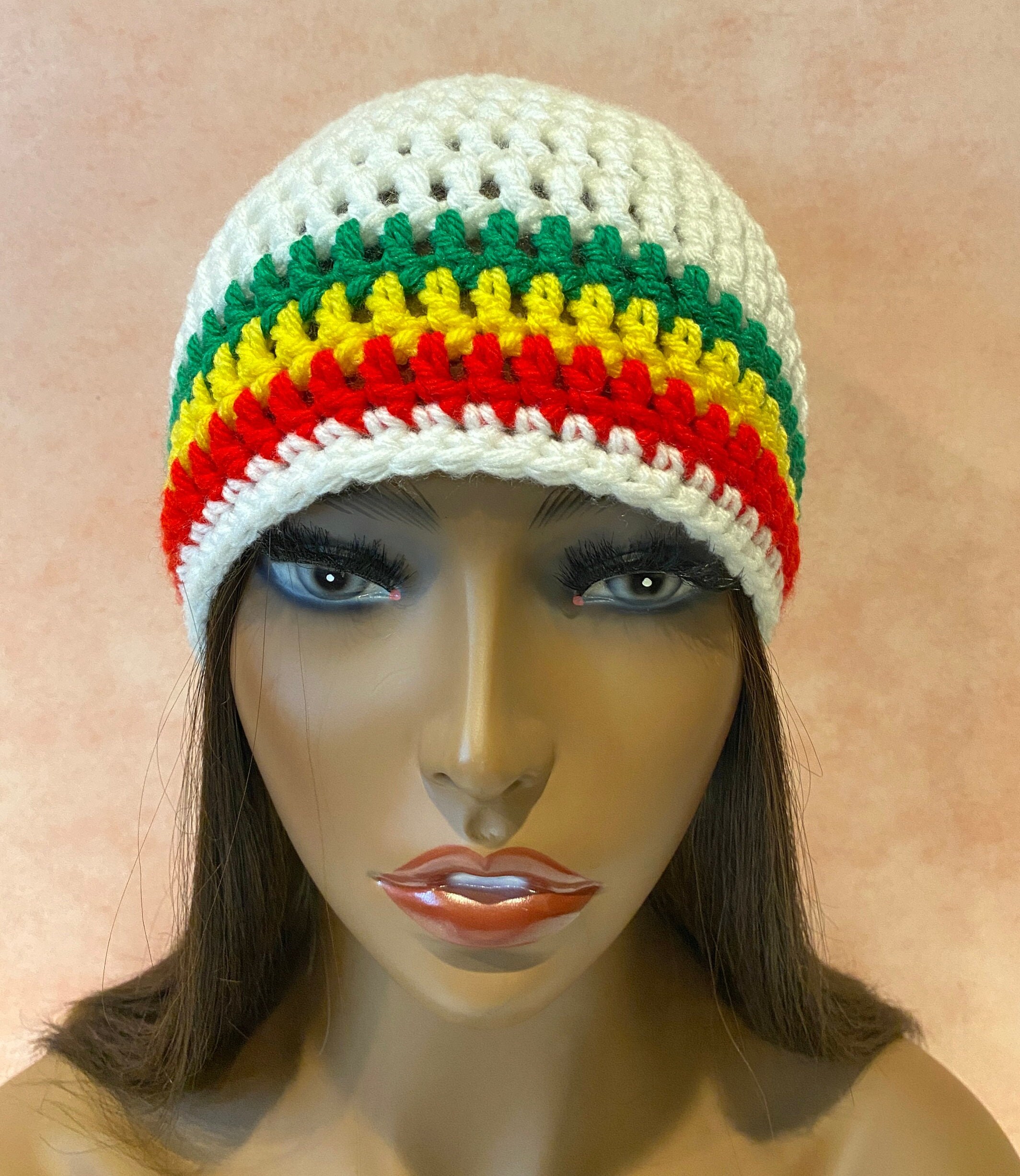 Rasta Stripe Crochet Beanie | "amalia No Bully Hat" | Rastafarian Flag ...