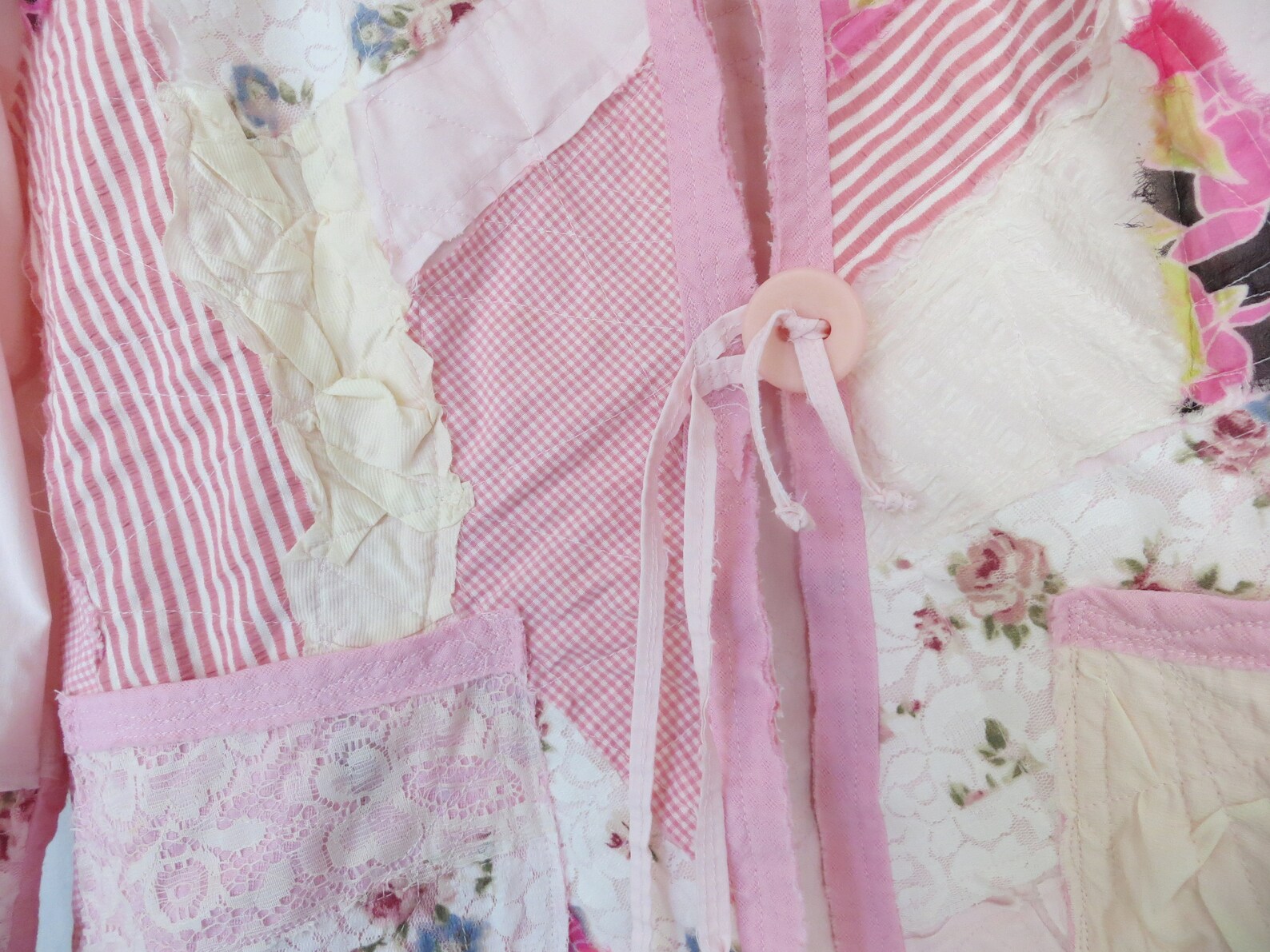 Upcycled Jacket, Pink-white Extravagant Jacket, Reworked Clothing ...