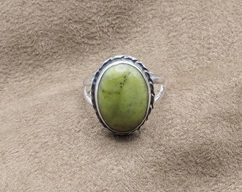 2516, Ladies Serpentine Ring, Sterling Silver Ring, Handmade Ring, Large Green Stone Ring, 925 ...