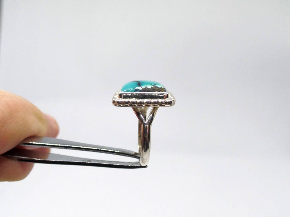 Turquoise Ring Blue Green Turquoise Ring Sterling Silver - Etsy