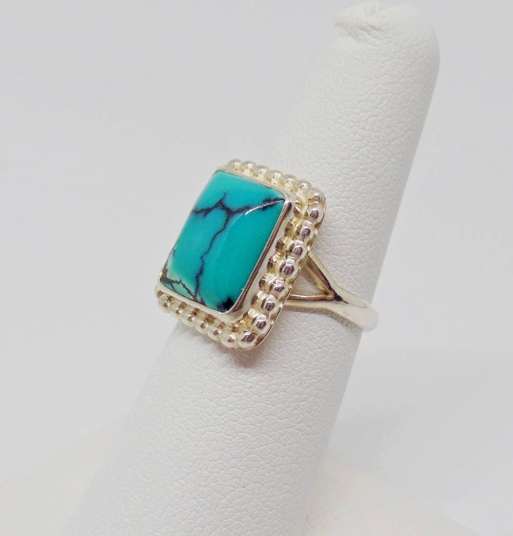 Turquoise Ring Blue Green Turquoise Ring Sterling Silver - Etsy