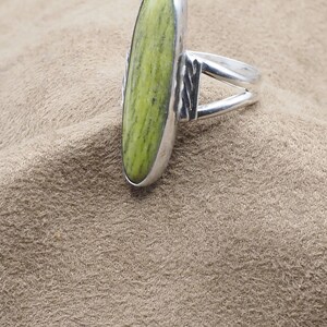 2516, Ladies Serpentine Ring, Sterling Silver Ring, Handmade Ring, Large Green Stone Ring, 925 ...