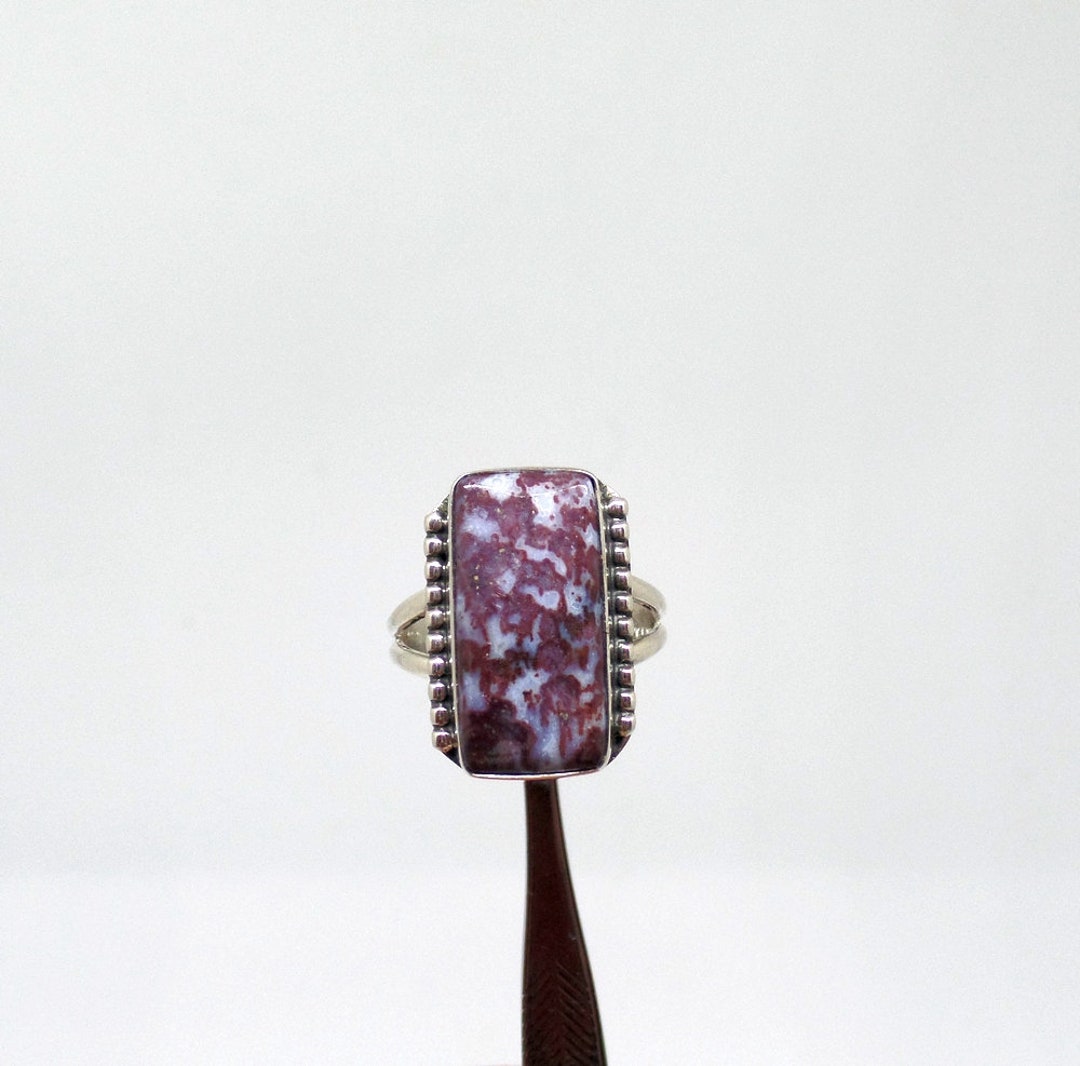 Red Lightning Agate Ring, Ladies Agate Ring, Silver Agate, Sterling ...