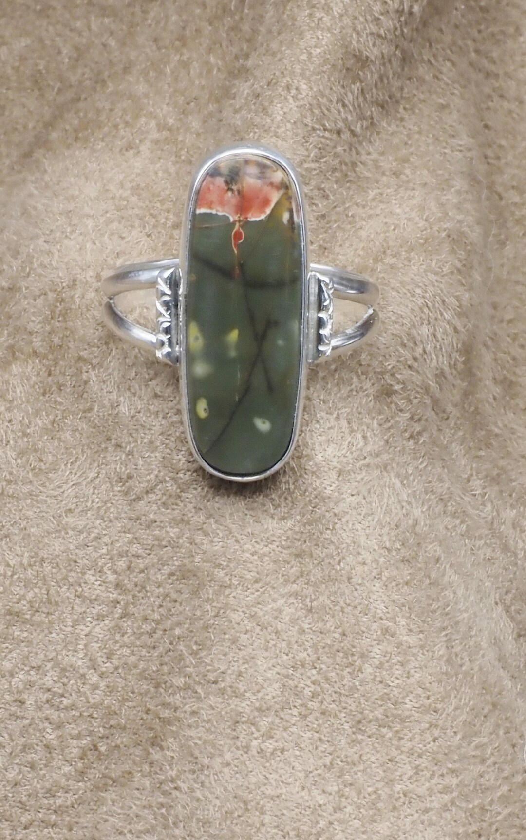 1683, Ladies Cherry Creek Jasper Ring, Ladies Jasper Ring, Sterling ...