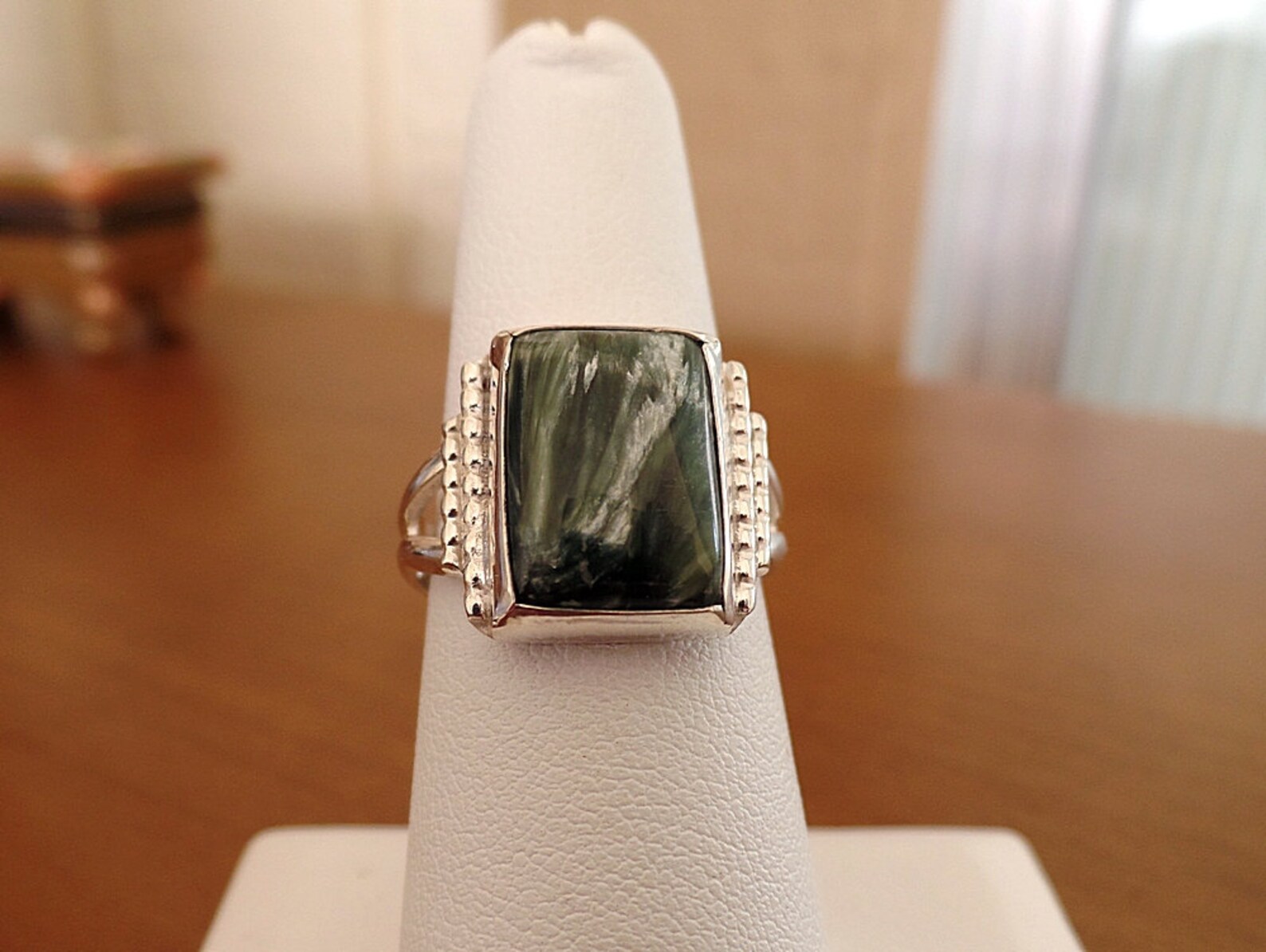 Seraphinite Ring Sterling Silver Gift for Her 925 Ladies | Etsy