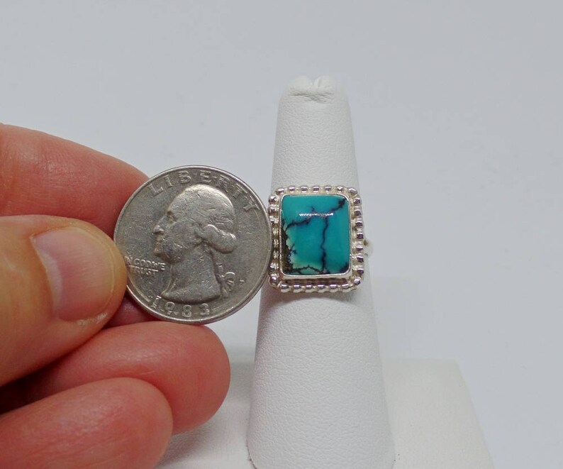 Turquoise Ring Blue Green Turquoise Ring Sterling Silver - Etsy
