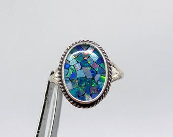 GENUINE Australian Opal RingMosaic Opal RingSterling