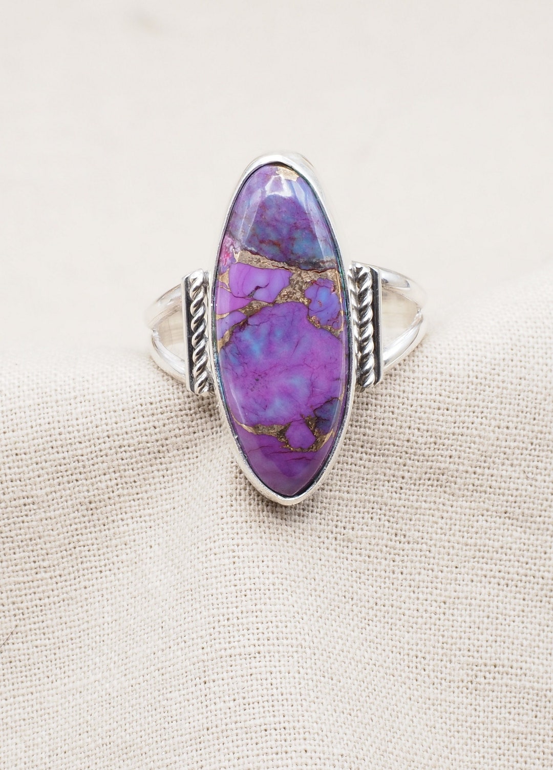 Purple Kingman Turquoise Ladies Sterling Silver Ring, Handmade 925 ...