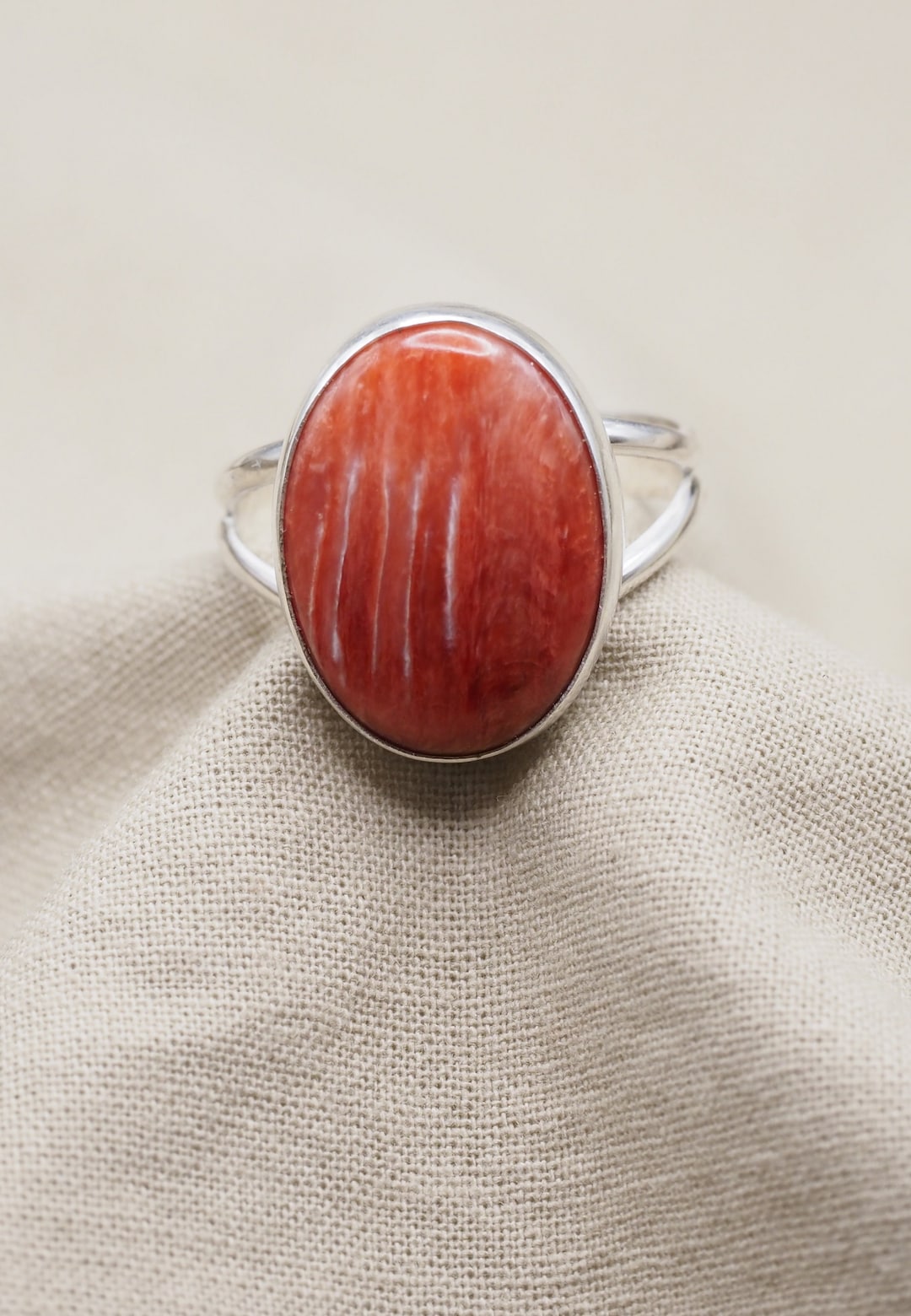 Ladies Red Spiny Oyster Ring, Sterling Silver Ring, Handmade, 925 ...