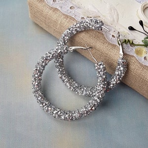 Iced Out Earrings Large Small Crystal Hoop Earrings Sparkly | Etsy