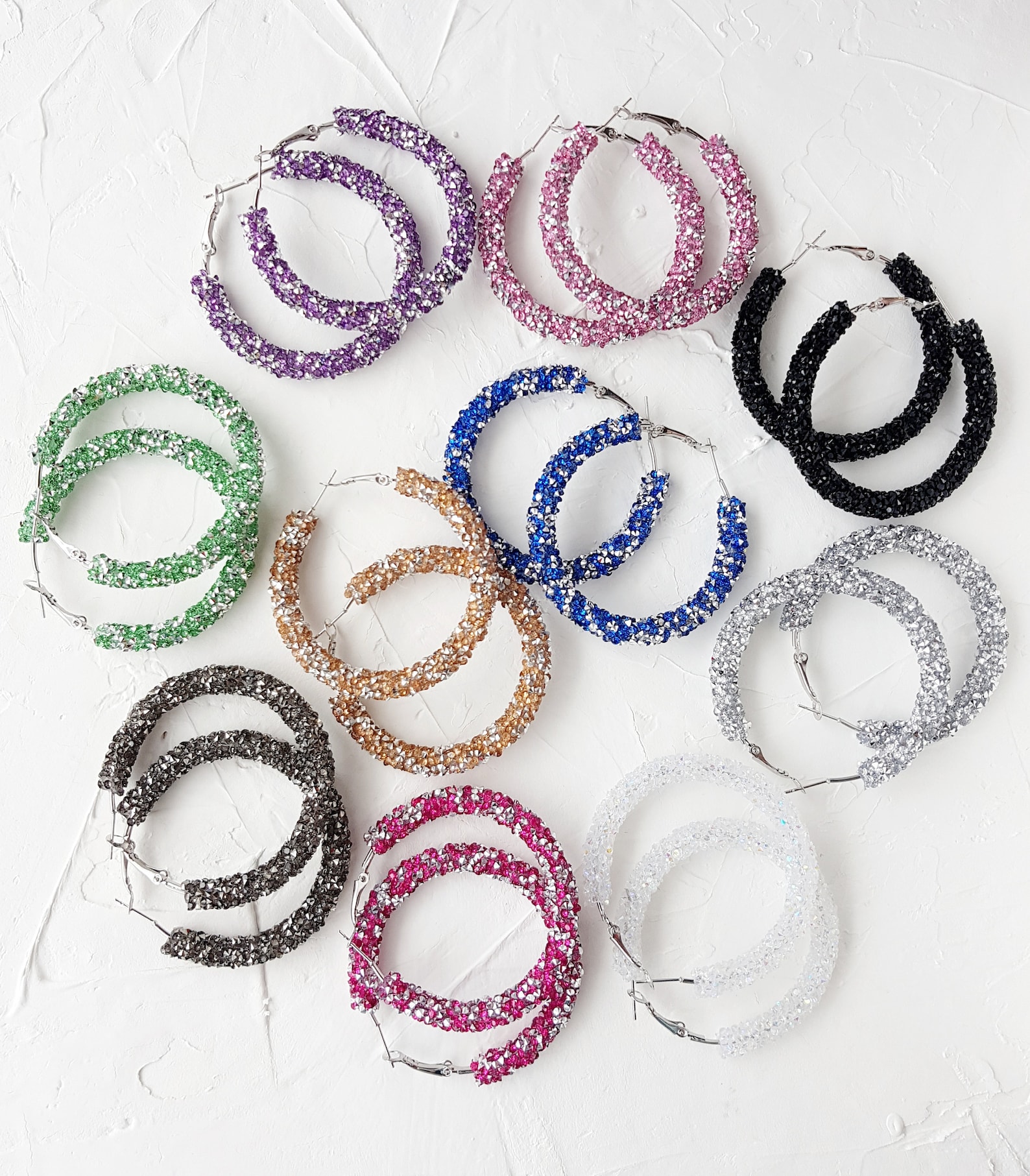 Iced Out Earrings Large Small Crystal Hoop Earrings Sparkly | Etsy