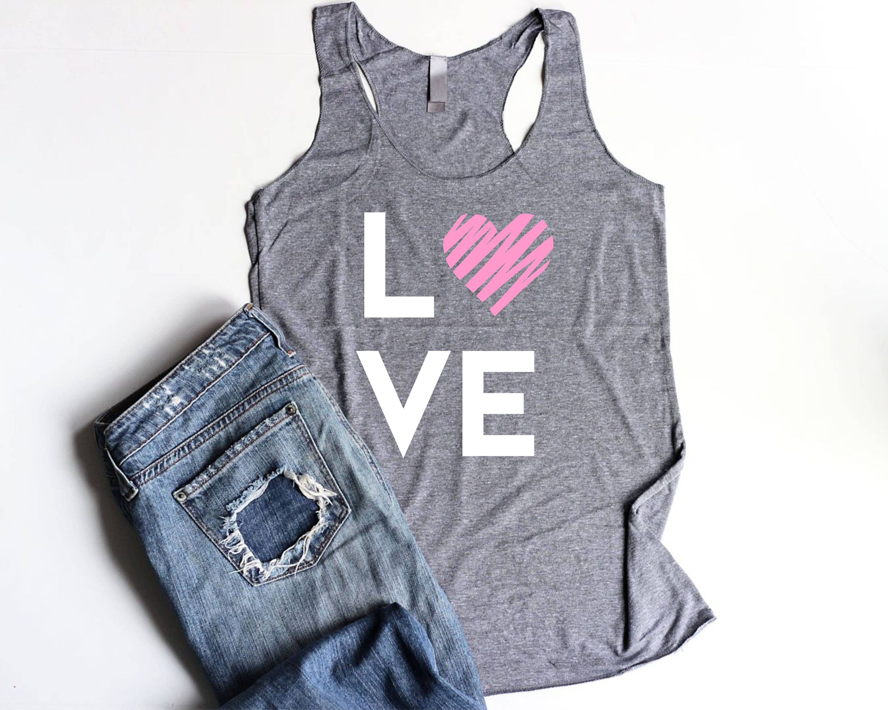Heart Love Tank Tops for Women Heart Tanks Valentine Gift Love ...