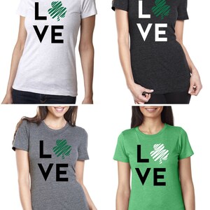 LOVE Shamrock Shirts Junior Fitted Shirt Four Leaf Clover Shirts St ...