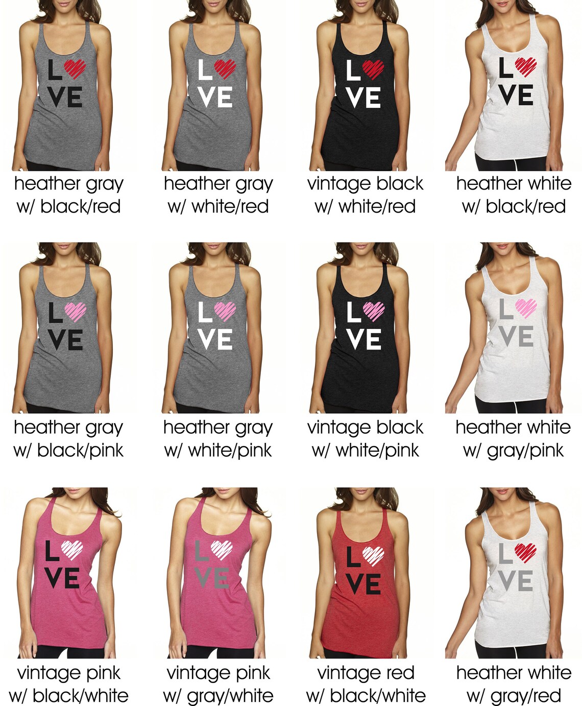 Heart Love Tank Tops for Women Heart Tanks Valentine Gift Love - Etsy