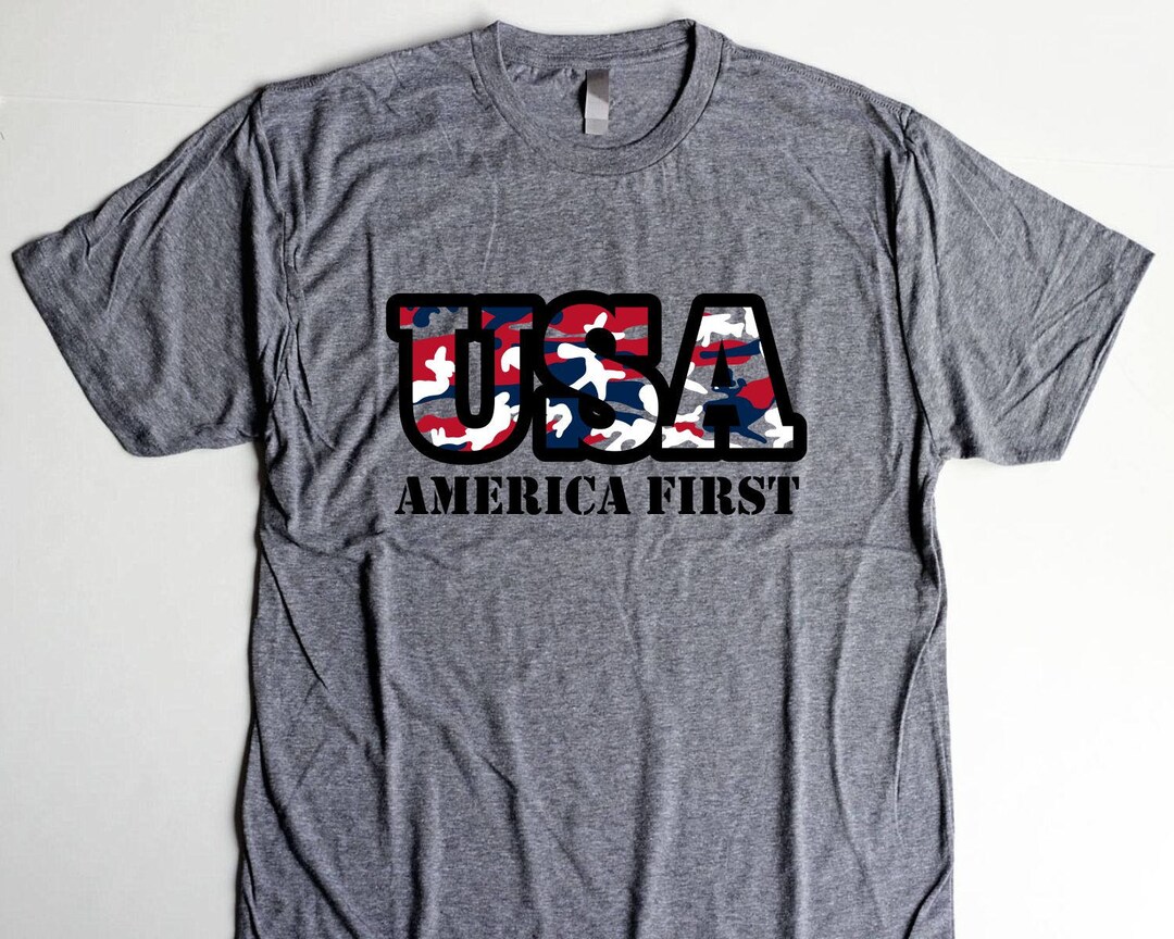 4th of July Shirts USA America First Shirt Unisex Slim-fit Merica Shirt ...