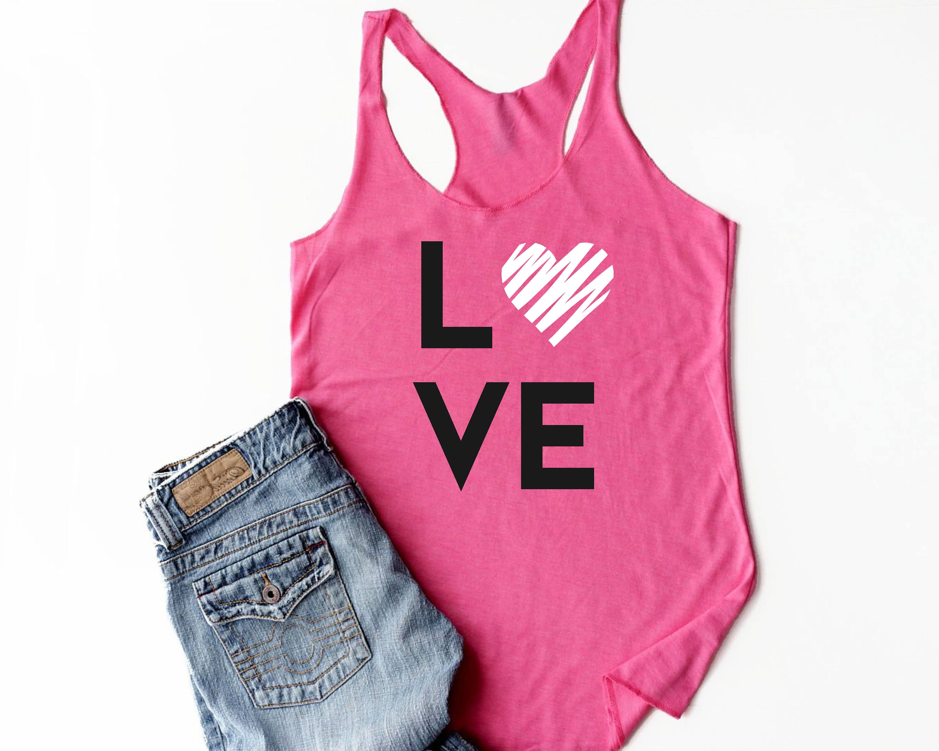 Heart Love Tank Tops for Women Heart Tanks Valentine Gift Love ...