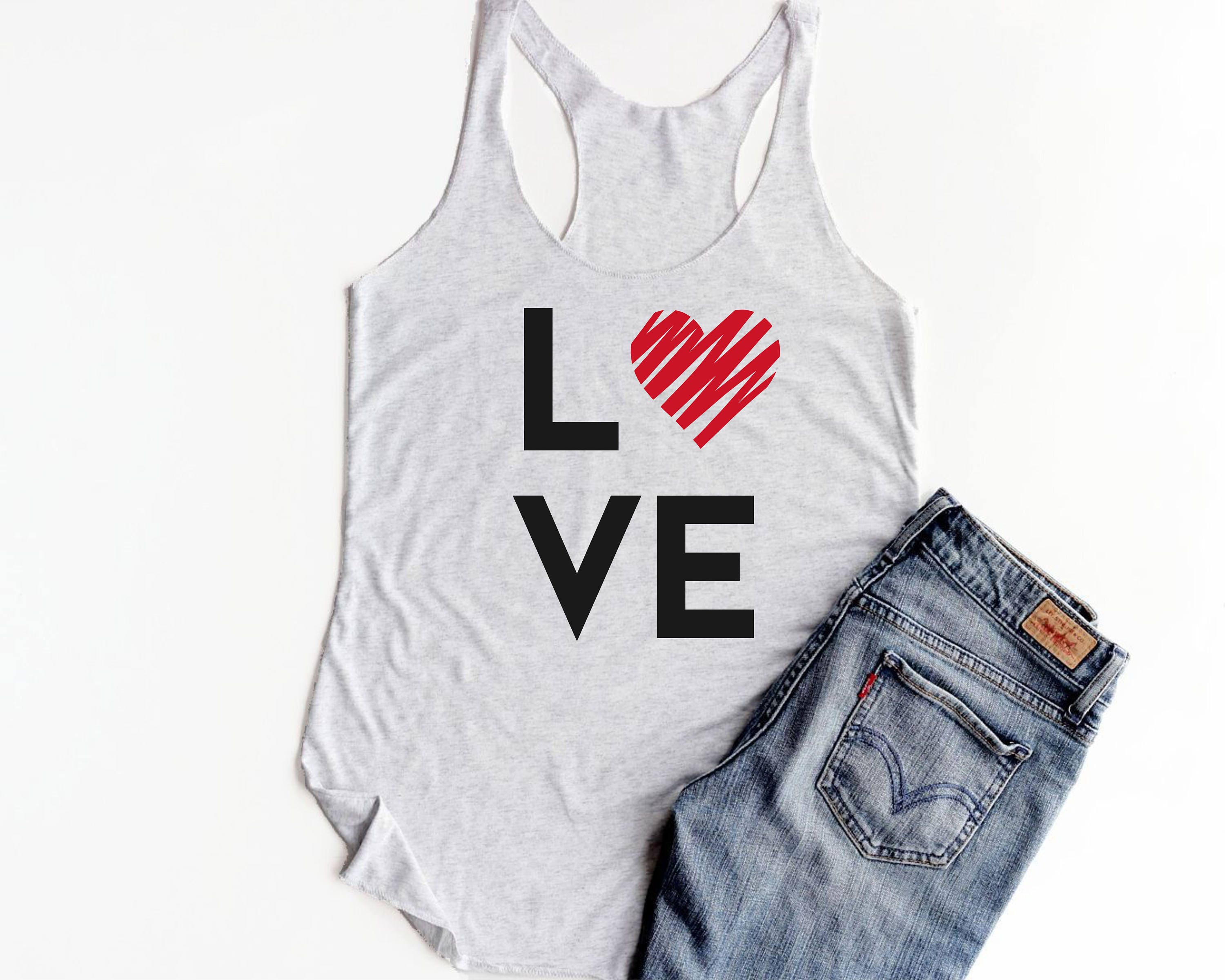 Heart Love Tank Tops for Women Heart Tanks Valentine Gift Love ...