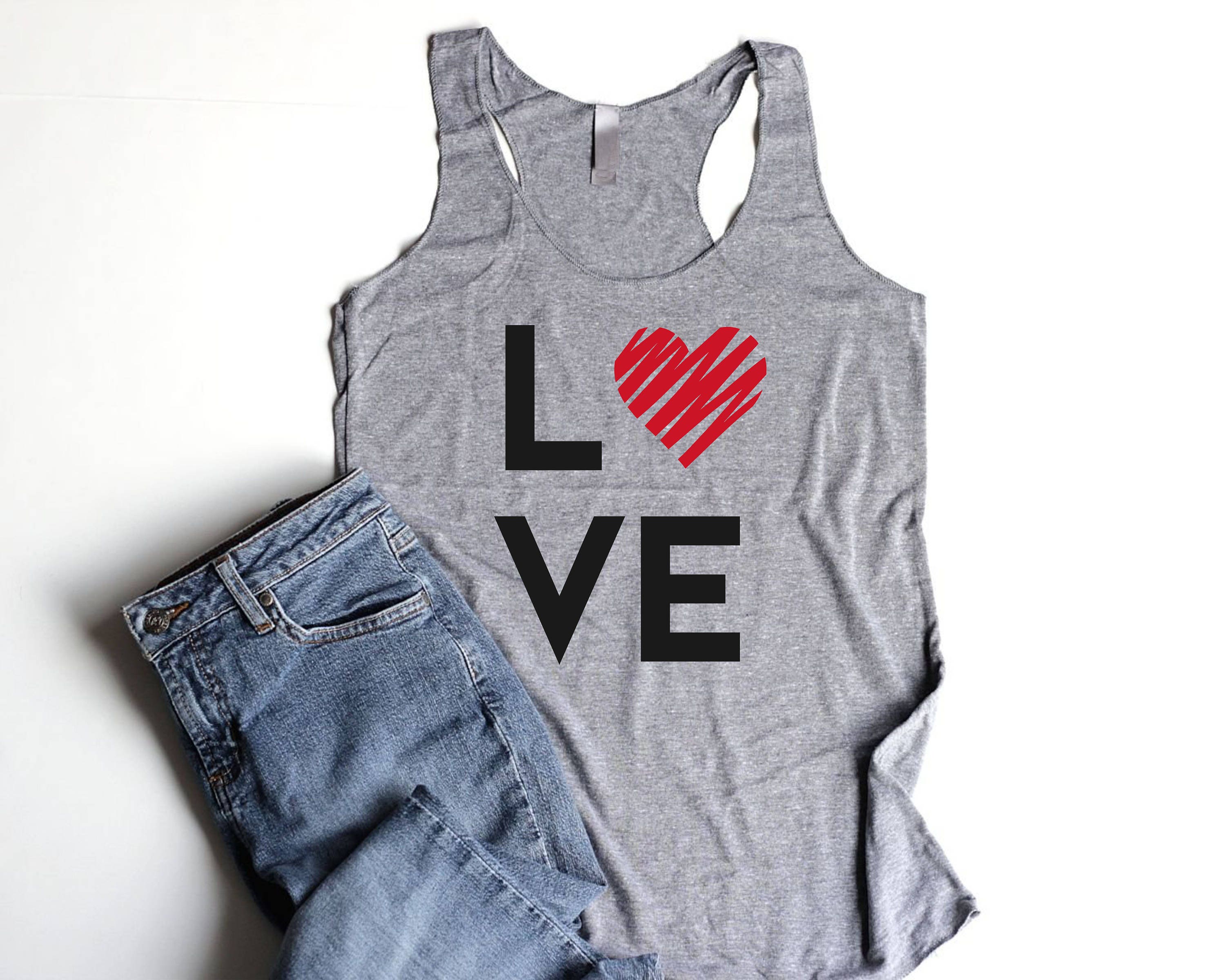 Heart Love Tank Tops for Women Heart Tanks Valentine Gift Love ...