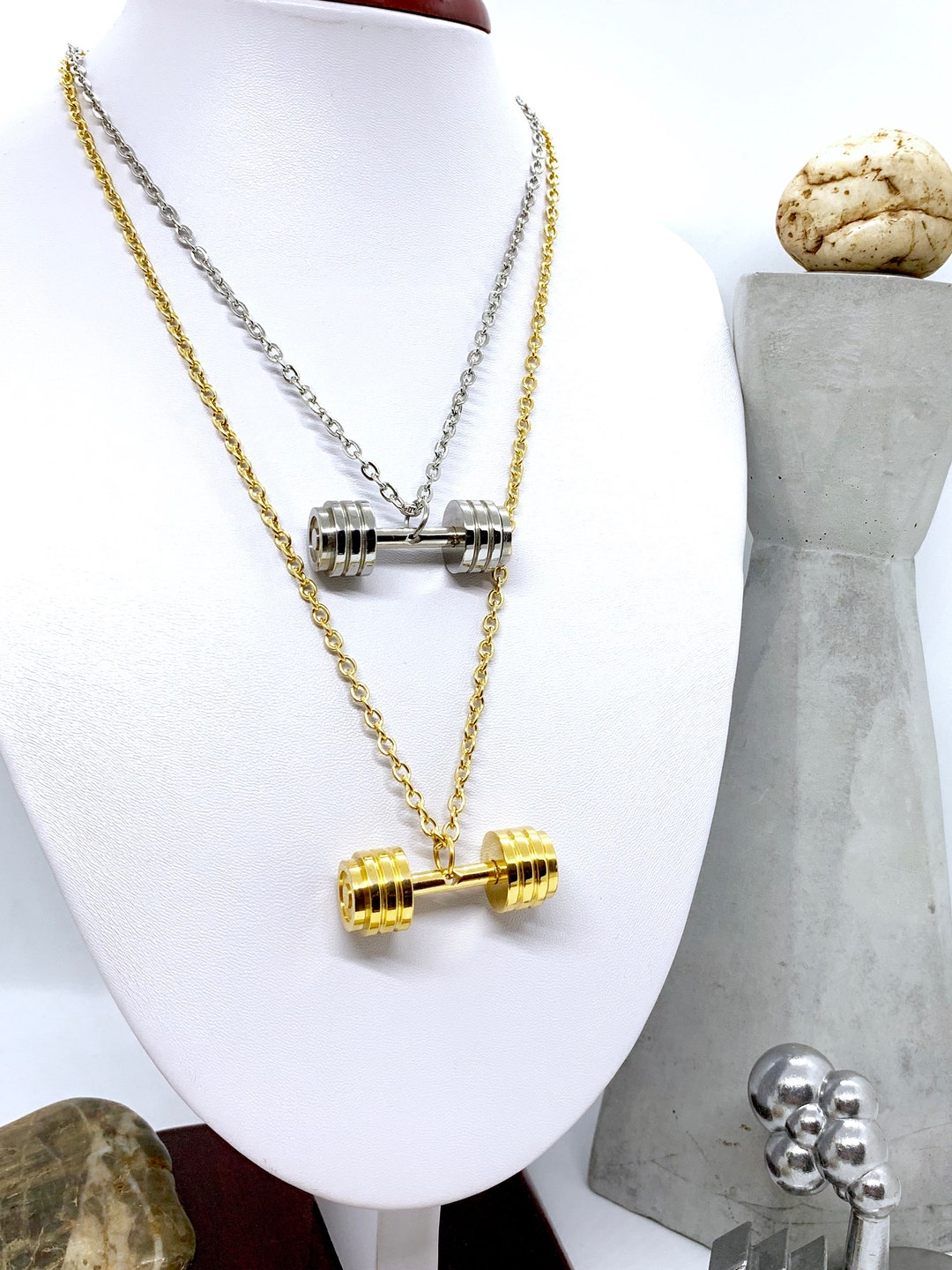 Custom Chain Size Mens Necklace Stainless Steel Cross Chain With Barbel ...