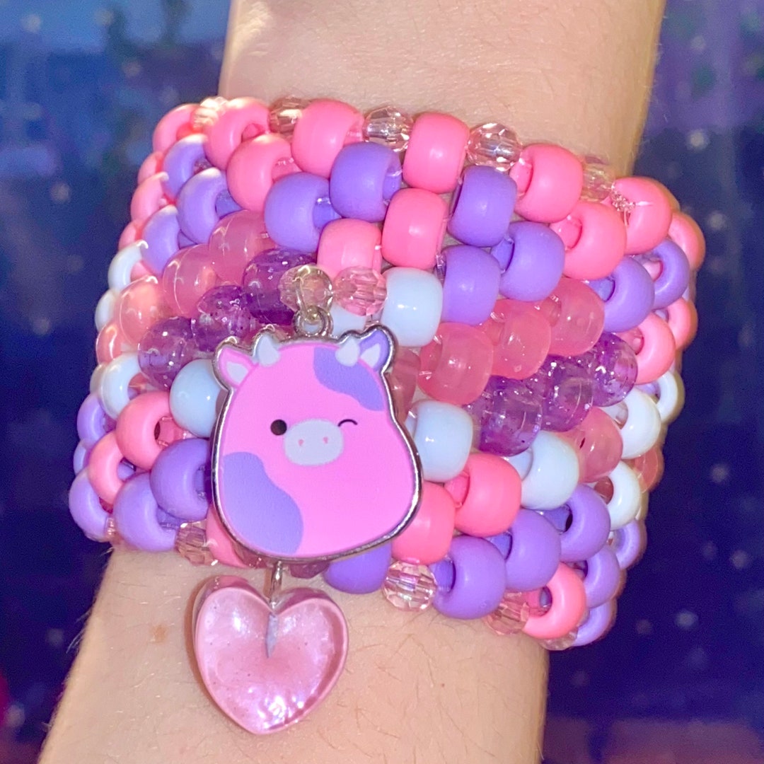 Squishmallow ‘patty’ the Cow Glow-in-the-dark Kandi Cuff Bracelet - Etsy